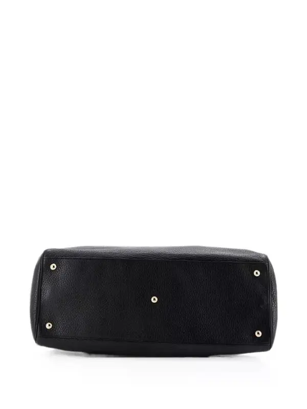 Gucci Bamboo Shopper Leather Large Tote Bag - Black