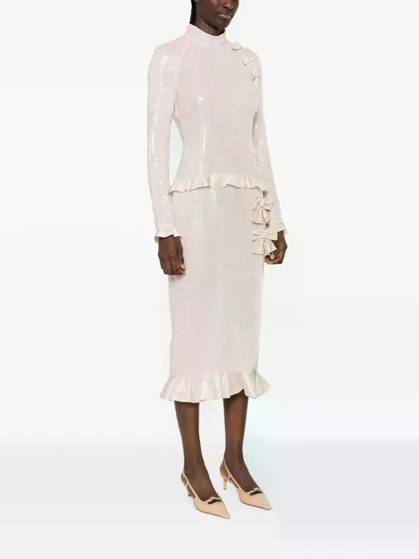 Alessandra Rich Sequin-embellished Bow Detail Midi Dress - Pink