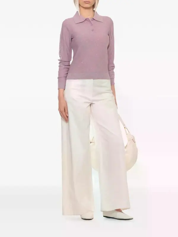 EMME Emmabate Sequin-embellished Polo Top - Purple