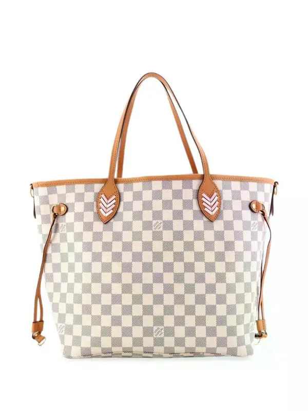 LOUIS VUITTON Neverfull Nm Damier With Braided Detail Mm Tote Bag - White