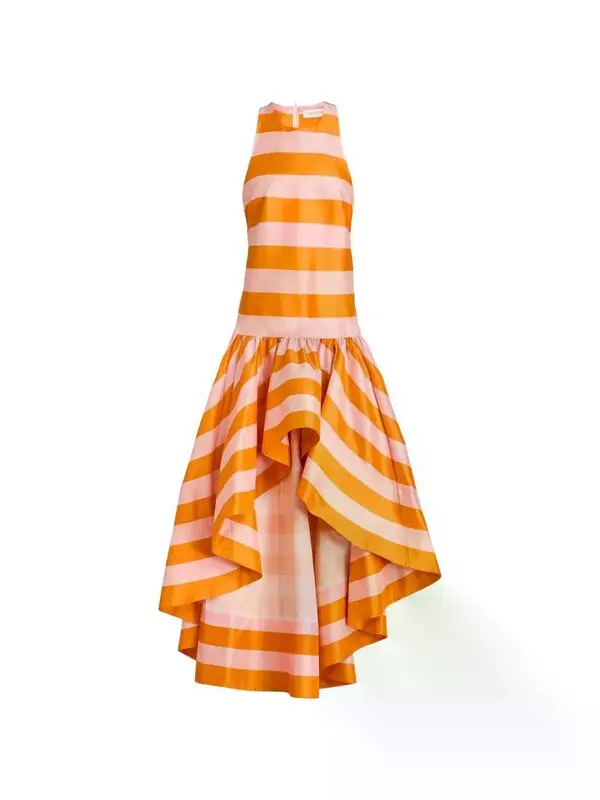 Zimmermann Asymmetrical Striped Silk-shantung Dress