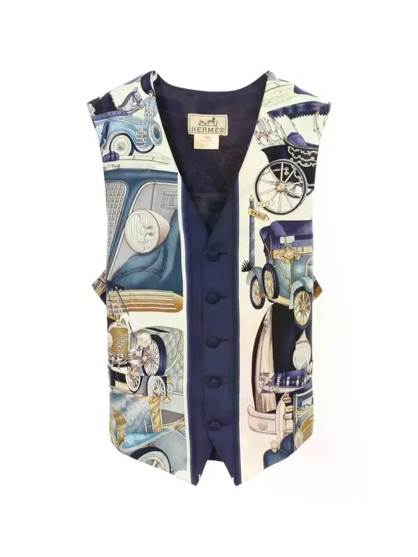 Hermès 2010s Automobile-print Waistcoats - Blue