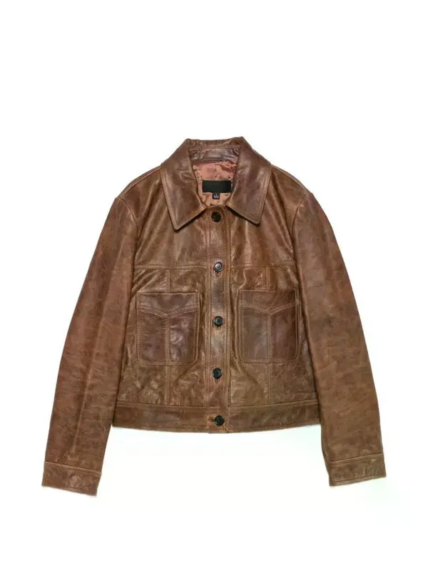 NILI LOTAN Susannah Leather Flap-pocket Jacket - Brown