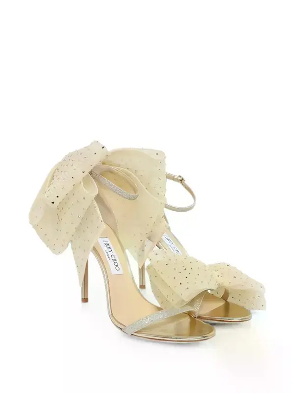 JIMMY CHOO Aveline Bow Detailed Glittered Sandals