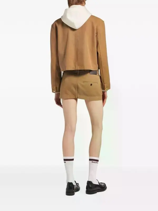 Balenciaga Leather-collar Cropped Jacket - Neutrals