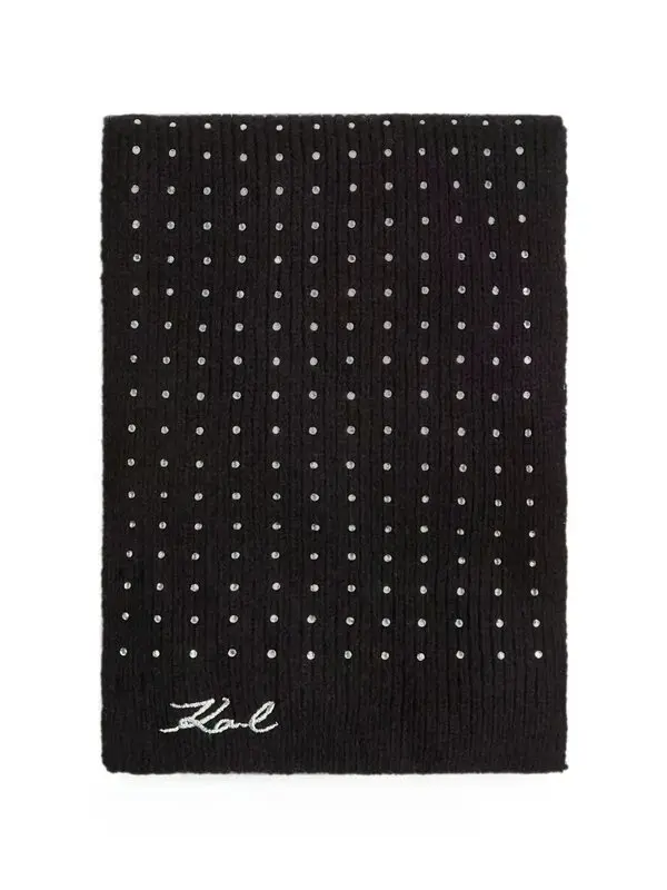Karl Lagerfeld K/signature Rhinestone Scarf - Black