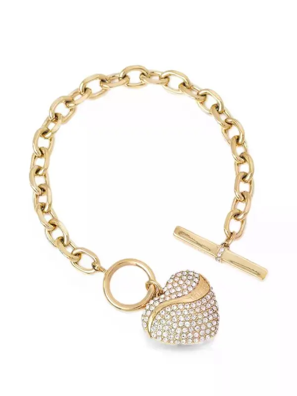 Guess Crystal-embellished Heart-pendant Bracelet - Yellow