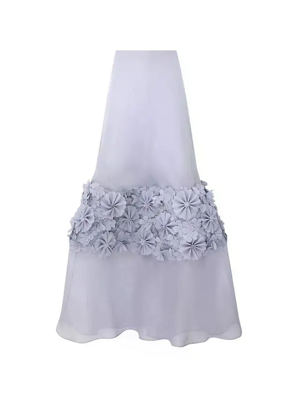 Zimmermann Floral Appliqué Maxi Skirt - Grey