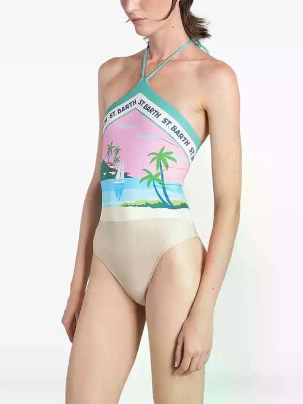 MC2 SAINT BARTH Graphic Print Halterneck Swimsuit