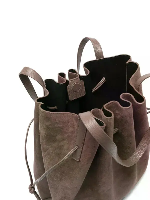 Yuzefi Scallop Drawstring Tote Bag - Brown