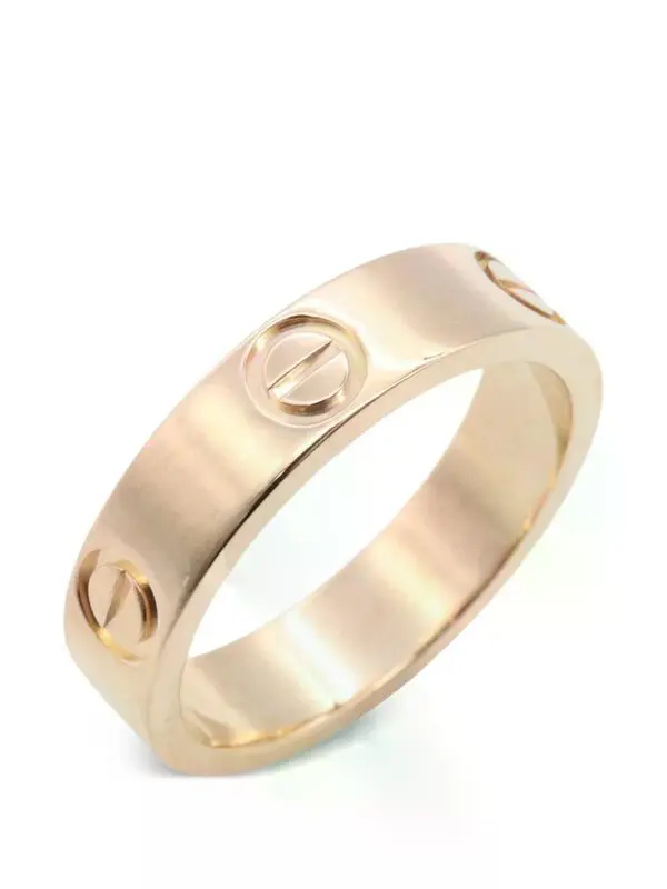 Cartier 18k Rose Gold Love Ring With Engraved Logo Motif - Pink