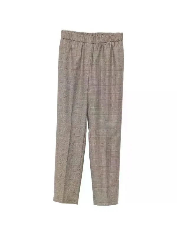 Peserico Check-pattern Elasticated-waistband Trousers - Brown