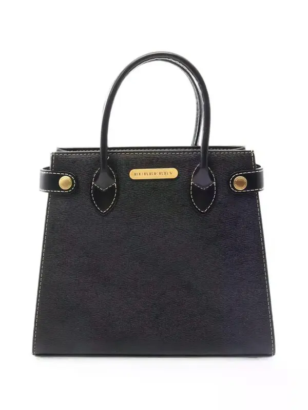 Burberry 2010s Logo-plaque Leather Tote Bag - Black