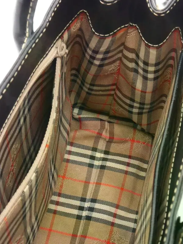 Burberry Logo Plaque Leather Tote Bag - Black