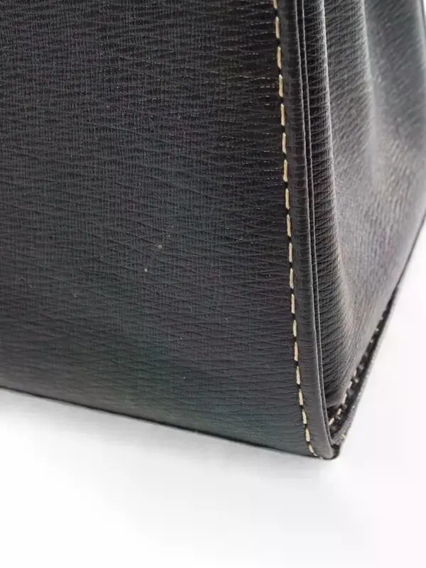 Burberry Logo Plaque Leather Tote Bag - Black