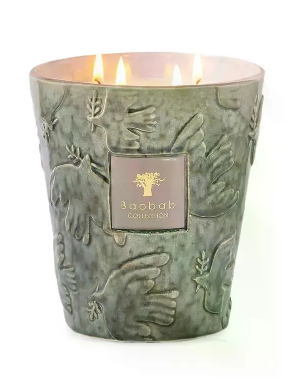 BAOBAB COLLECTION Colombe Embossed Dove-motif Candle - Green