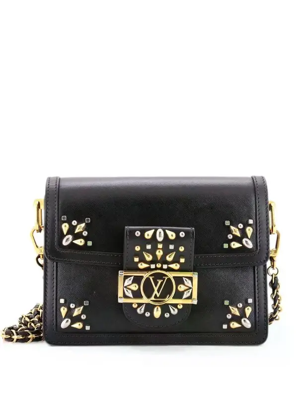 LOUIS VUITTON Dauphine Studded Leather Mini Shoulder Bag - Black