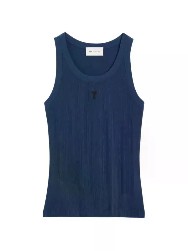 AMI Paris De Coeur Ribbed Tank Top - Blue