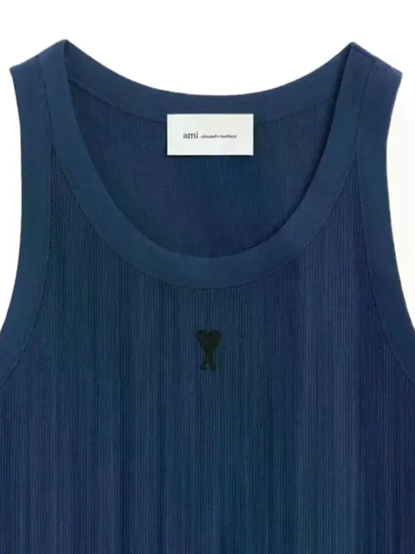 AMI Paris De Coeur Ribbed Tank Top - Blue