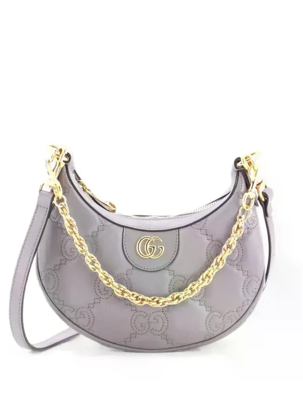 Gucci Half Moon Hobo Gg Matelasse Leather Mini Shoulder Bag - Grey