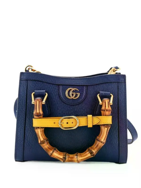 Gucci Diana Nm Bamboo Handle Tote Leather Mini Crossbody Bag - Blue