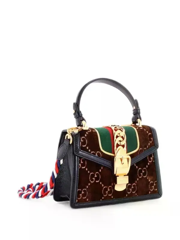 Gucci Sylvie Gg Velvet Mini Satchel Top Handle Bag