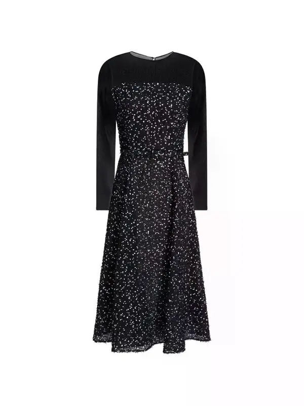 Oscar De La Renta Belted Fil-coupé Dress - Black