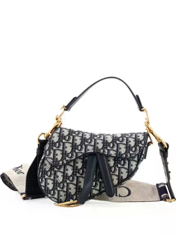 Dior Saddle Handbag With Strap Oblique Canvas Mini Shoulder Bag - Blue