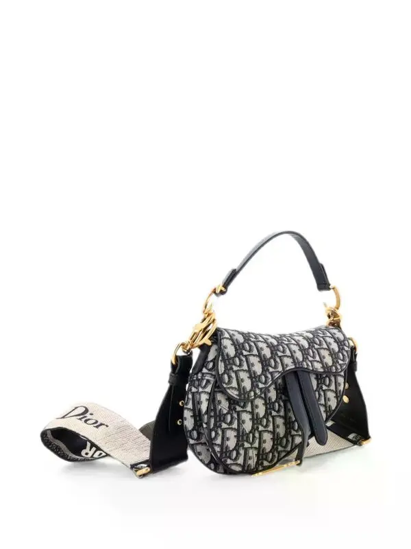 Dior Saddle Handbag With Strap Oblique Canvas Mini Shoulder Bag - Blue