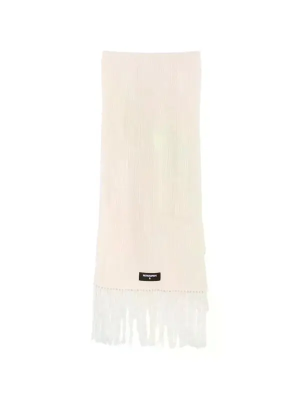 Patrizia Pepe Fringed Ribbed-knit Scarf - Neutrals