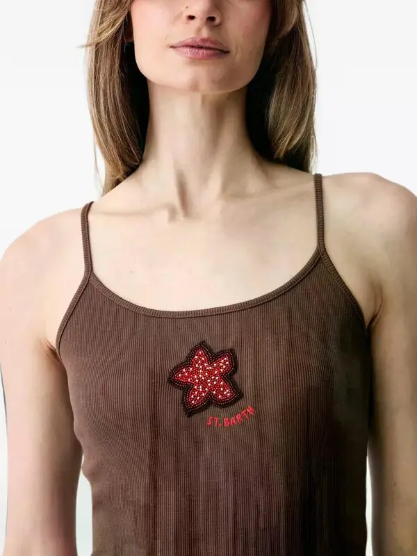 MC2 SAINT BARTH Zaira Beaded-starfish-patch Ribbed Top