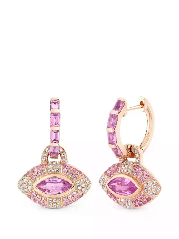 Shay Sapphire And Diamond Hoop Earrings - Pink