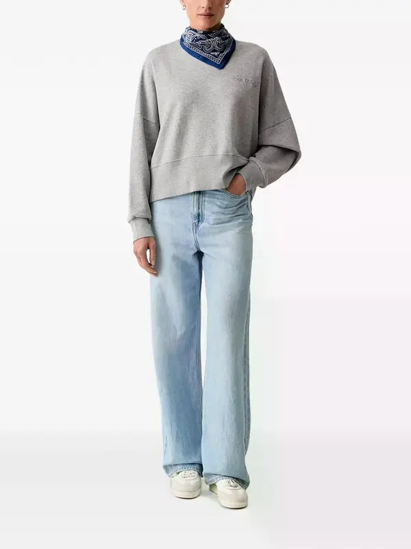 Marc O'polo Embroidered-logo Dropped-shoulder Sweatshirt - Grey