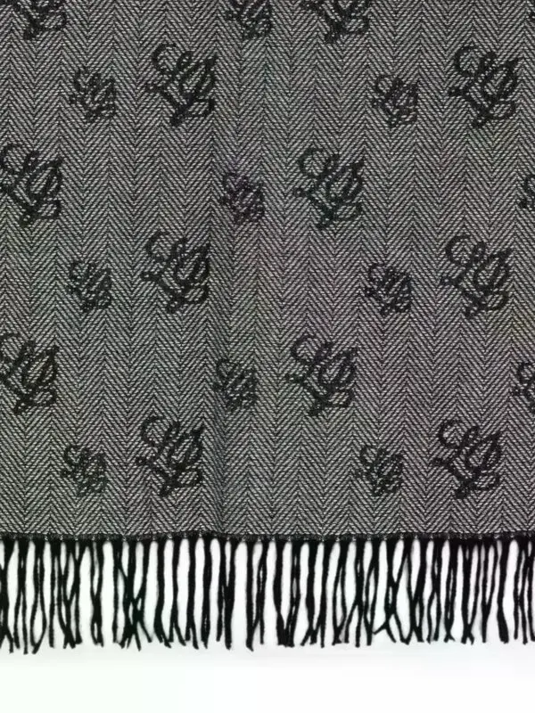 Liu Jo Monogram-pattern Herringbone-weave Scarf