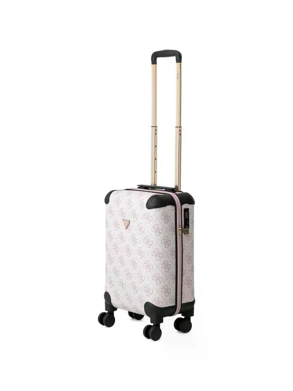 Guess Berta Monogram Print Logo Plaque Suitcase - White