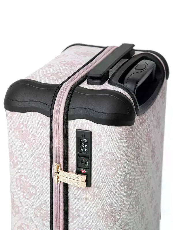 Guess Berta Monogram Print Logo Plaque Suitcase - White
