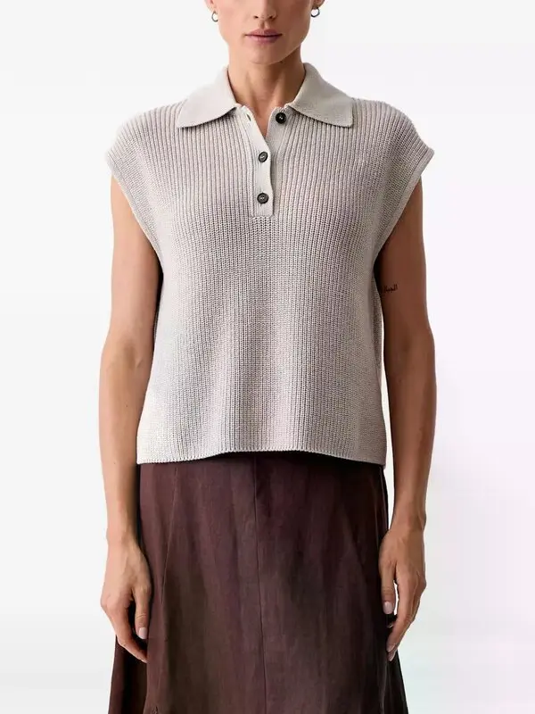 Marc O'polo Ribbed-knit Polo Shirt - Neutrals