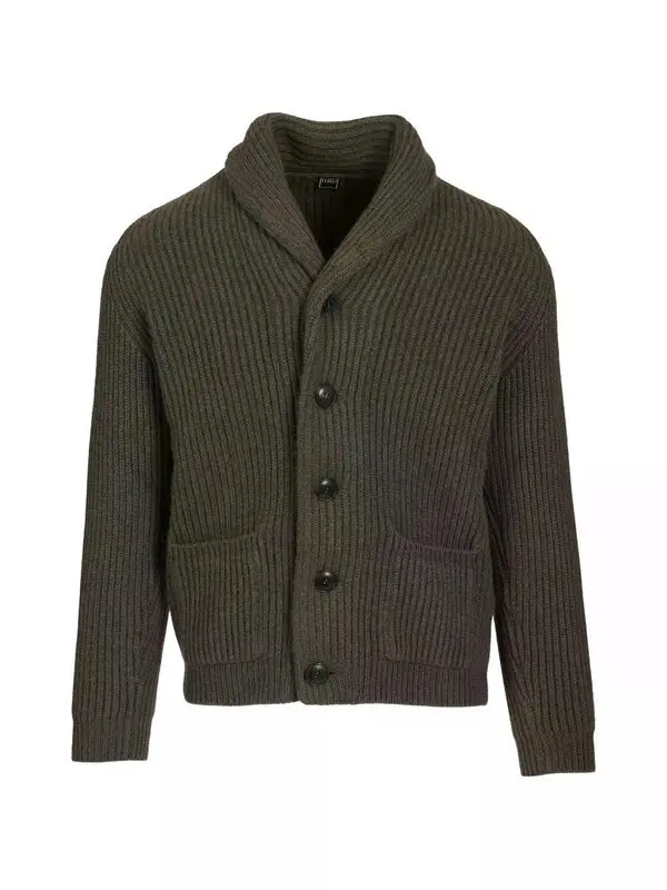 Fedeli Ribbed Shawl-collar Cardigan - Green