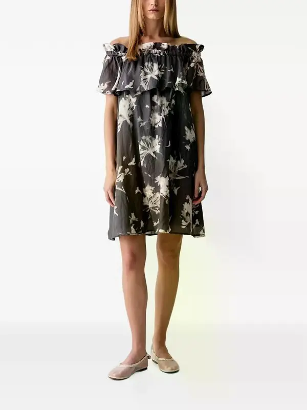 Marc O'polo Carmen Floral-print Mini Dress - Grey