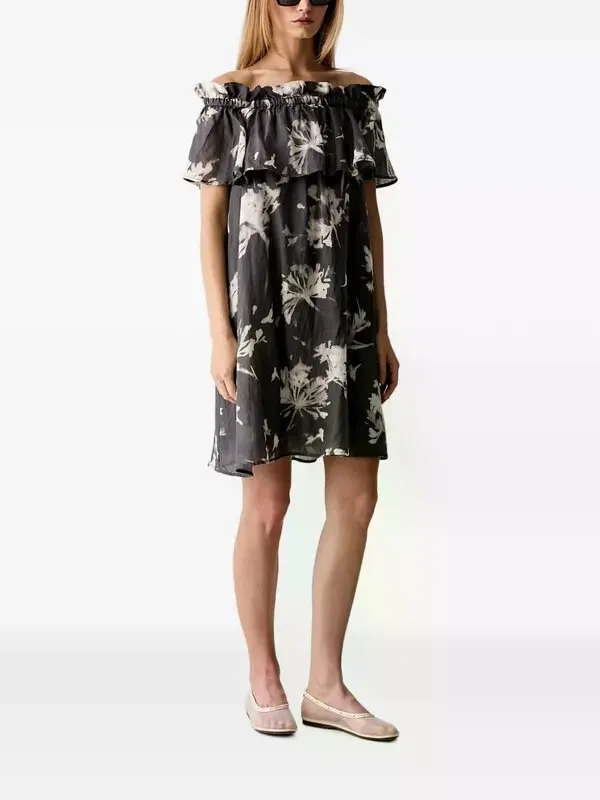 Marc O'polo Carmen Floral-print Off-the-shoulder Mini Dress