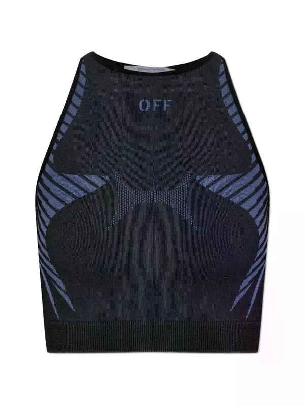 Off-White Sleeveless Crop Top - Black