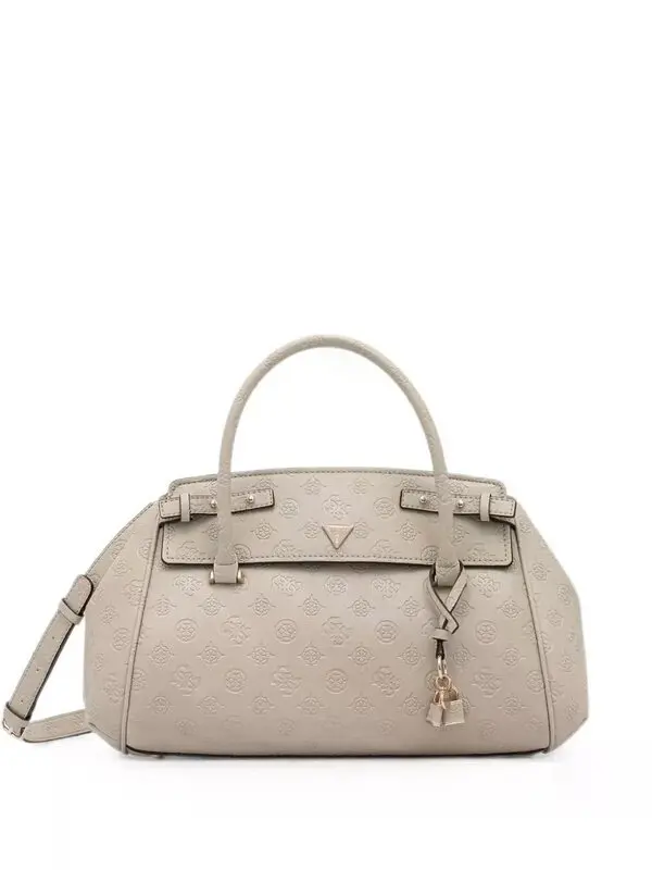 Guess Logo-embossed Padlock-detail Shoulder Bag - Neutrals