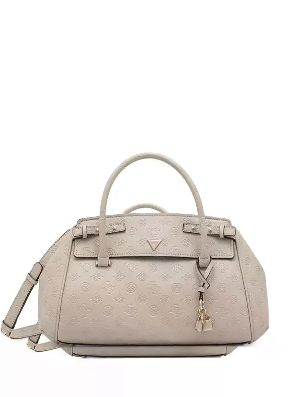 Guess Logo-embossed Padlock Detail Shoulder Bag - Neutrals