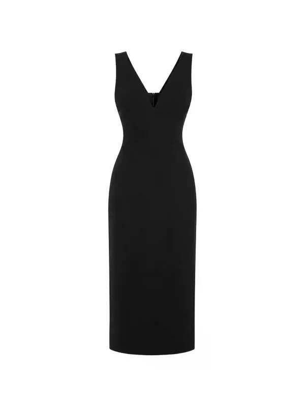 Victoria Beckham Bonded Crepe Midi Dress - Black