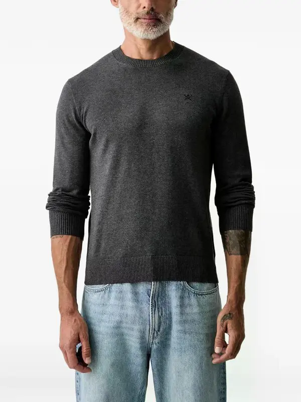 HACKETT LONDON Logo-embroidered Ribbed-trim Sweater - Grey