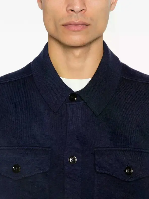 TOM FORD Button-up Chest-pocket Shirt Jacket - Blue