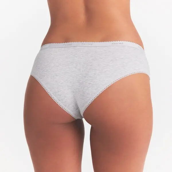 SKIMS Logo Picot Hipster | Grey | | Lightweight Cotton