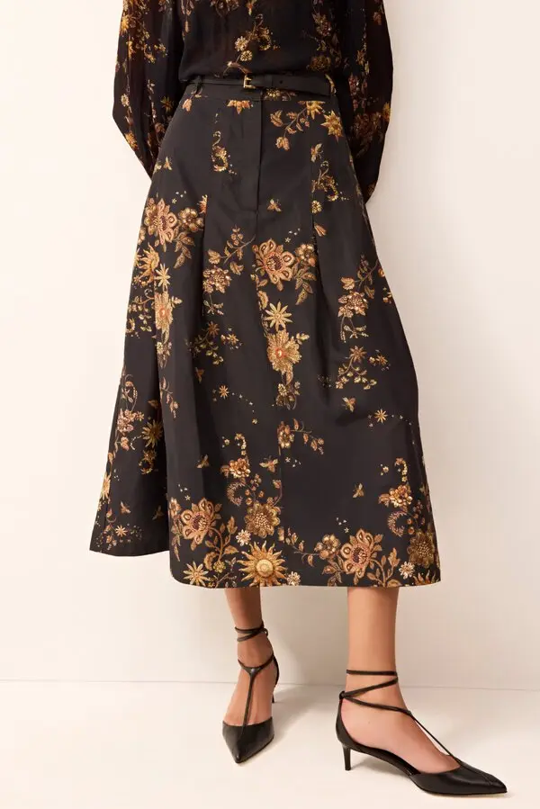 MARIE OLIVER Faith Midi Skirt In Print