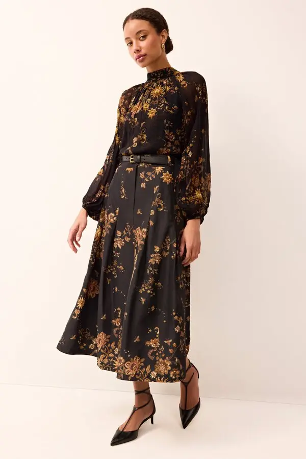 MARIE OLIVER Faith Midi Skirt In Print