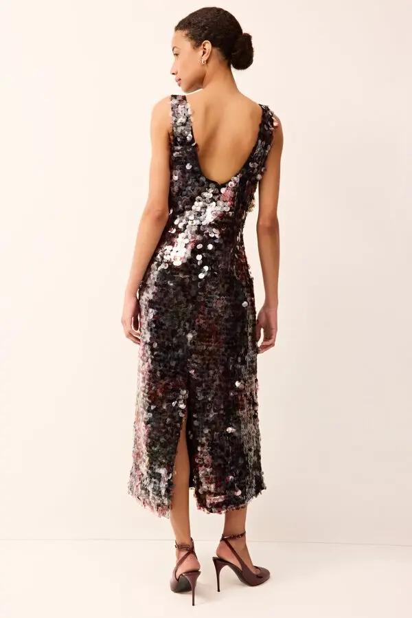 MARIE OLIVER Olympia Sequin Floral Midi Dress
